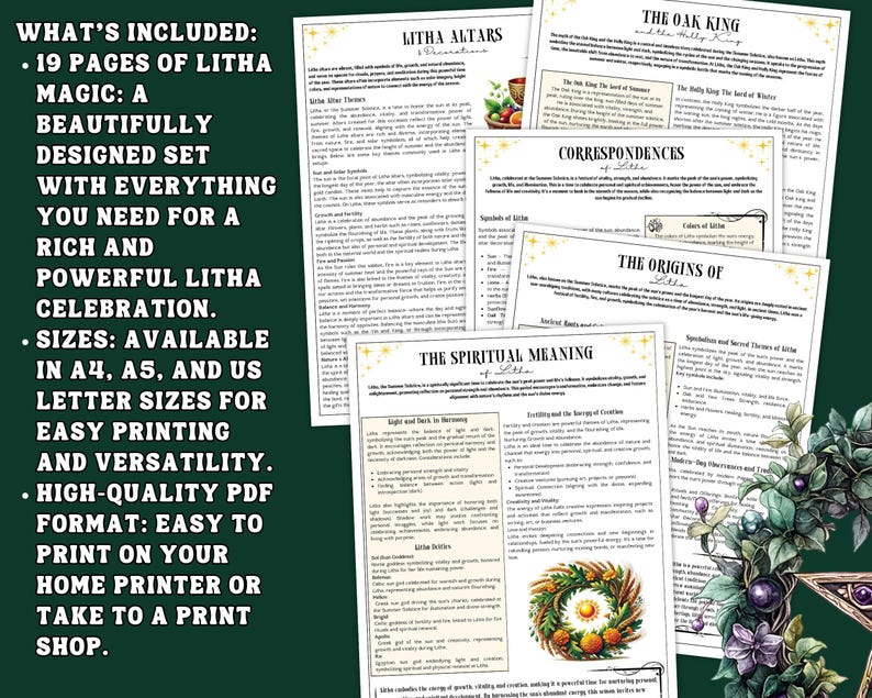 Litha Sabbat Guide Printable | Summer Solstice Rituals, Spells (PDF) - Etsy