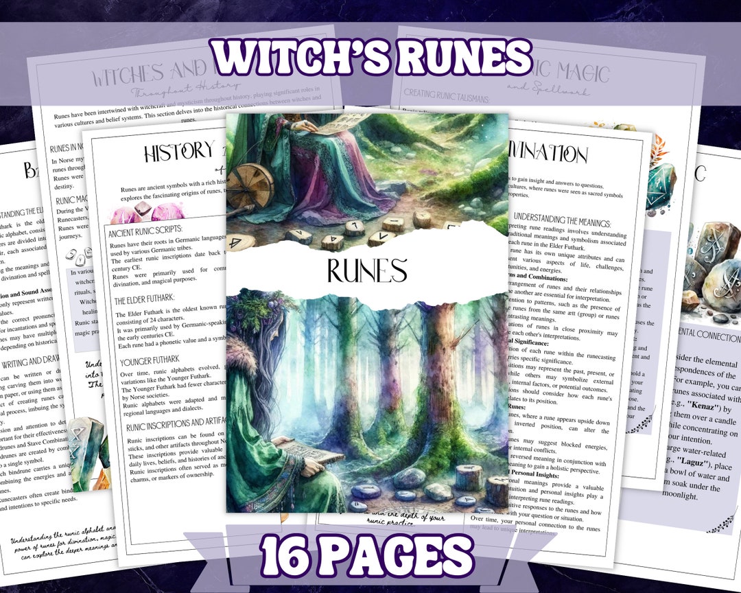 Printable Witch's Rune Tool Set 16 Pages , A4 Size Printable Grimoire ...