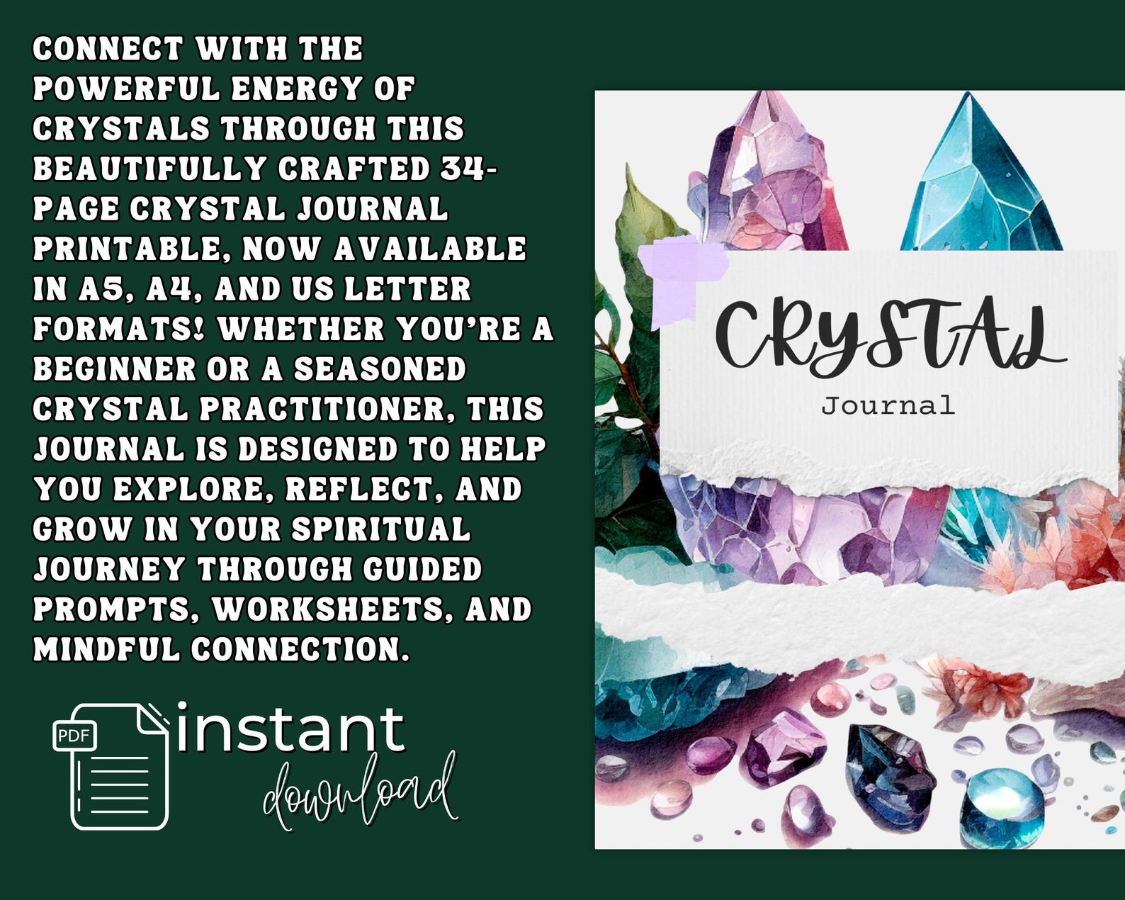Crystal Journal Printable | Chakra Charts, Grids (34 Page PDF) - Etsy