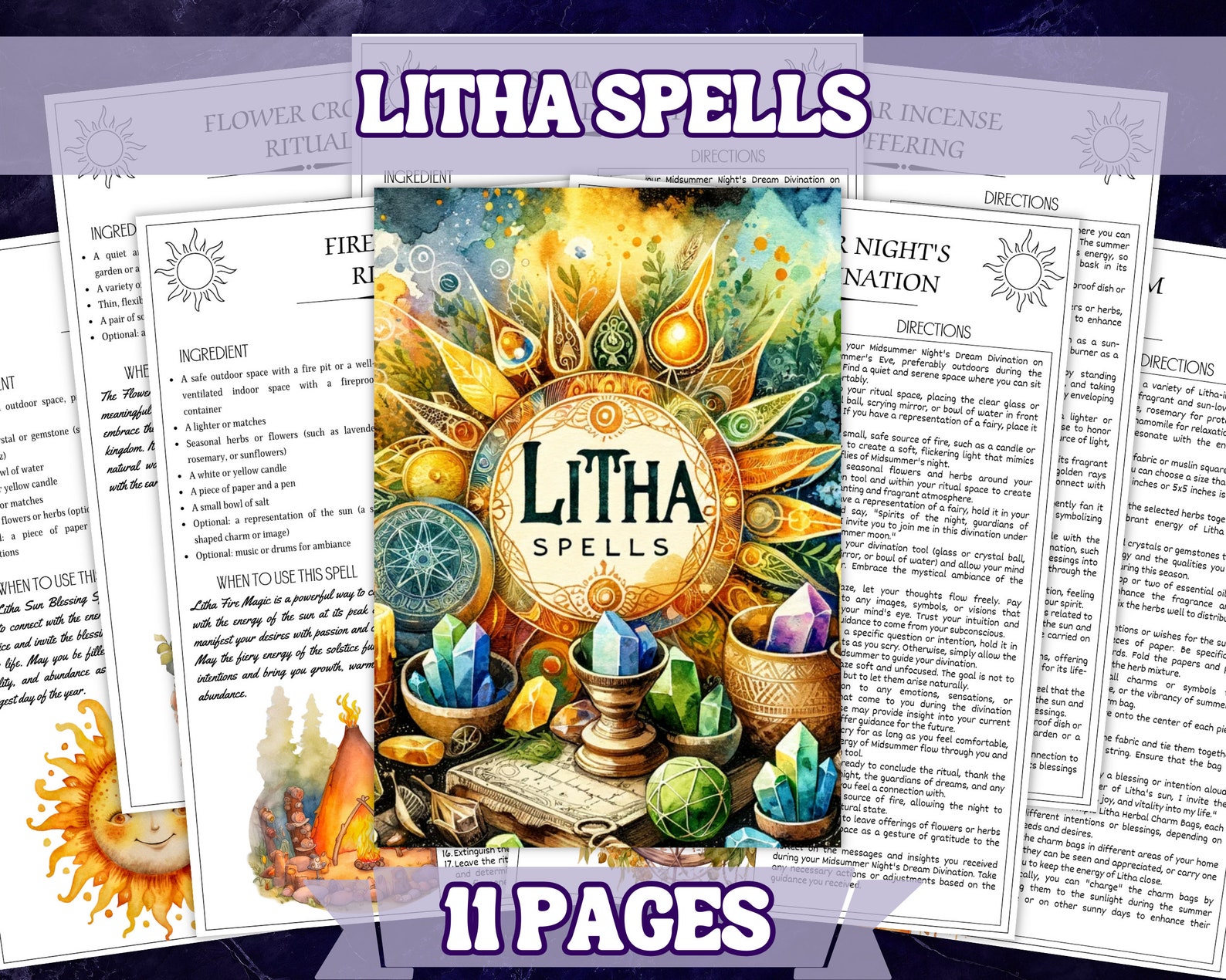 Printable Litha Spells Set 10 Summer Solstice Rituals A4 Size ...