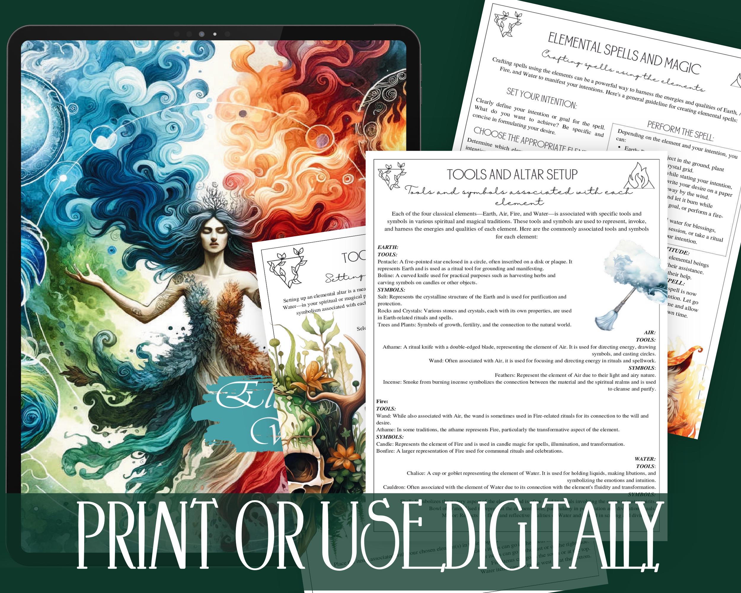 Printable Elemental Witch Guide | Magic Grimoire (digital Download) - Etsy