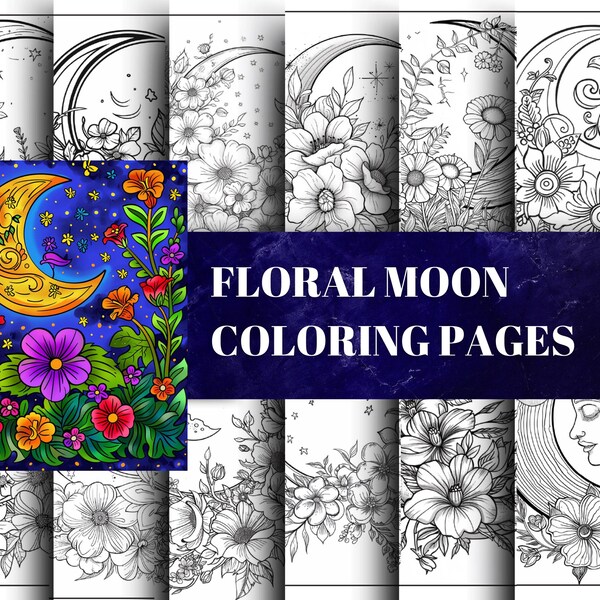 Moon Coloring Page - Etsy