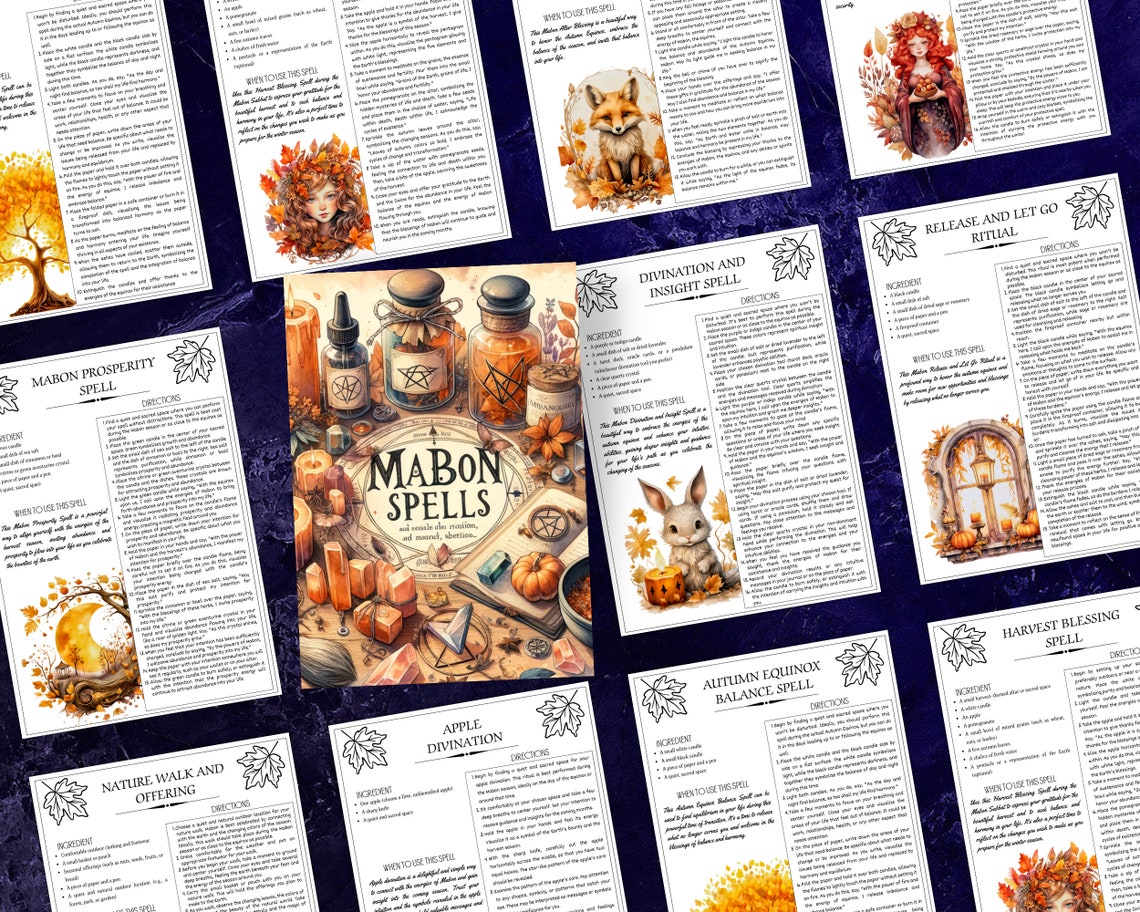 Printable Mabon Sabbat Spell Set 10 Spells A4 Paper Size , Printable ...