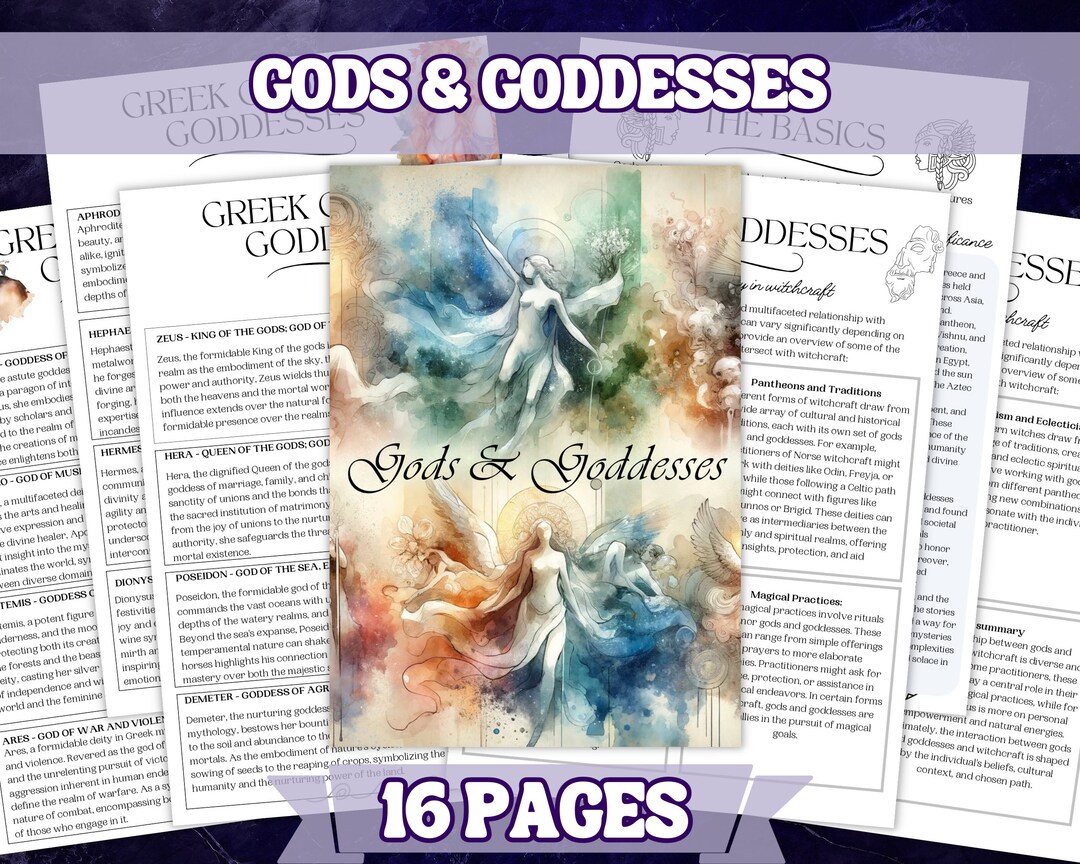 Gods and Goddesses Quick Guide , Printable Grimoire Pages , Learn the Basics of Mythology - Etsy ...