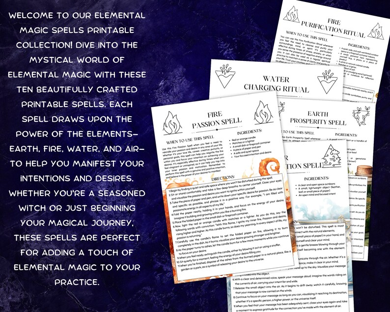 Elemental Based Spells , Printable Grimoire Pages and Book of Shadow ...