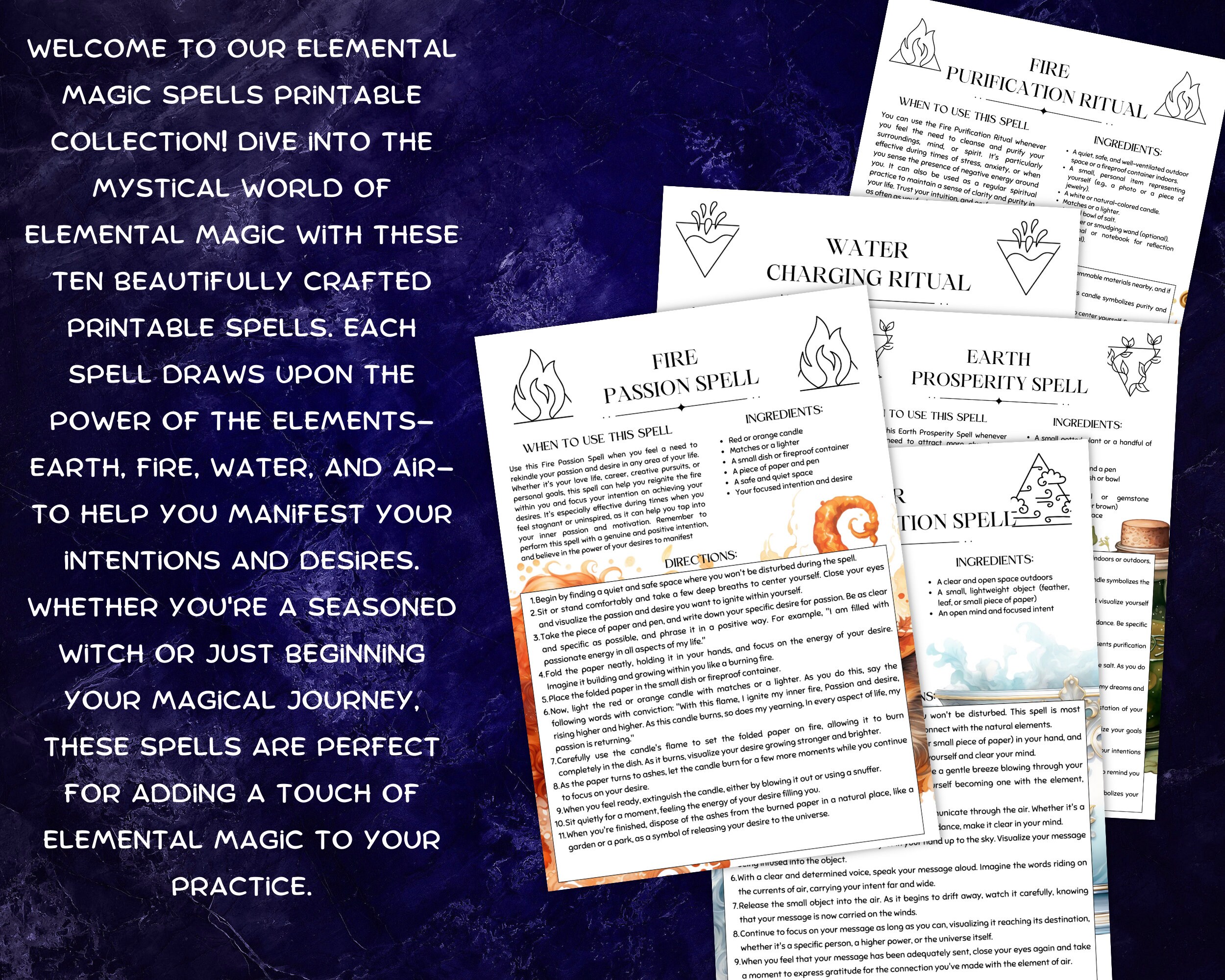 Elemental Based Spells , Printable Grimoire Pages and Book of Shadow ...