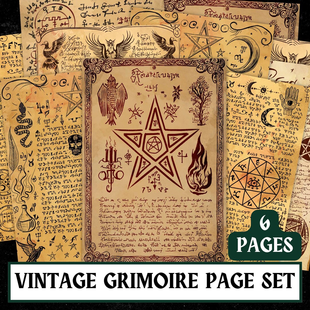 Vintage Book of Shadows Pages | Gothic Grimoire Art (digital Download ...