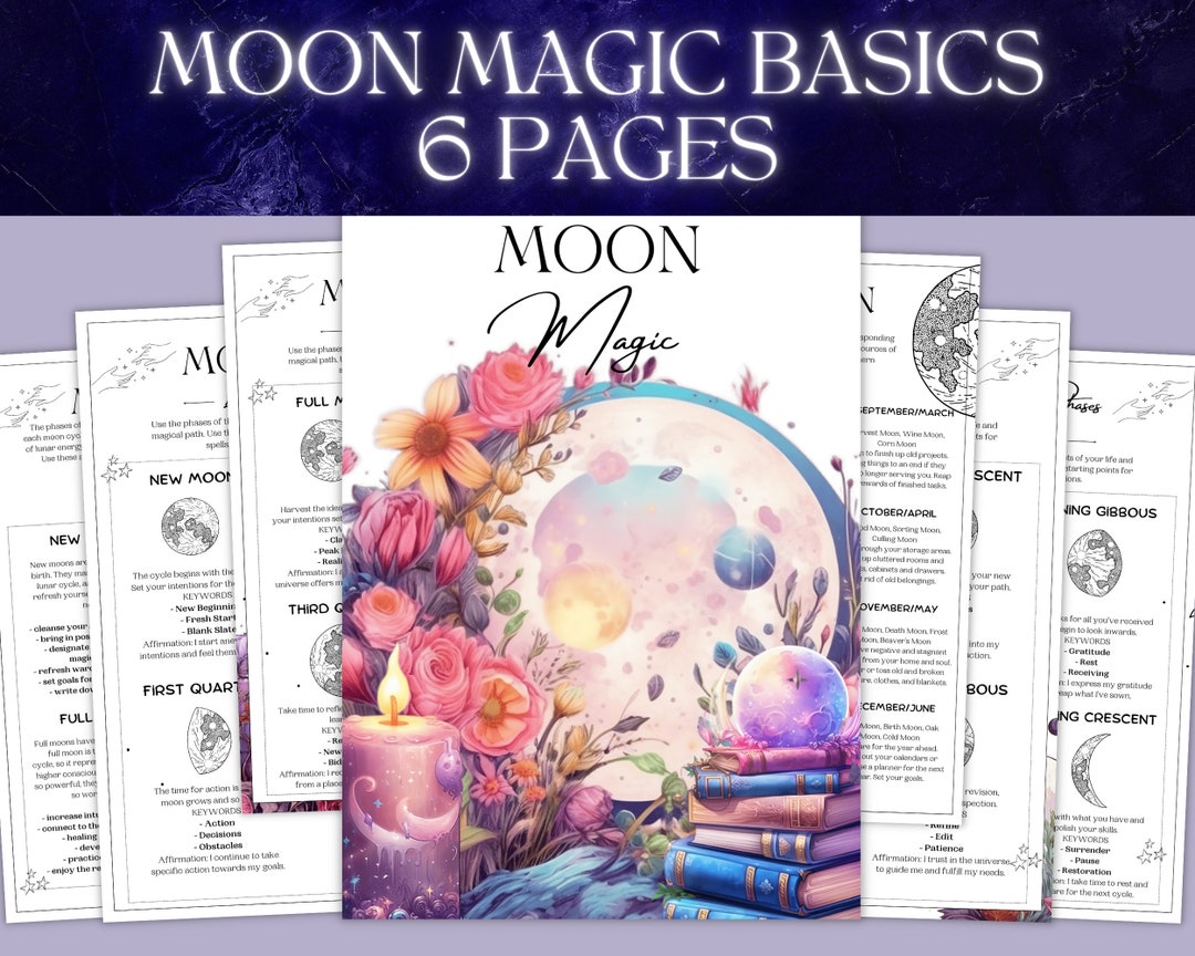 Moon Lunar Magic Printable Grimoire Pages BOS Intro to - Etsy