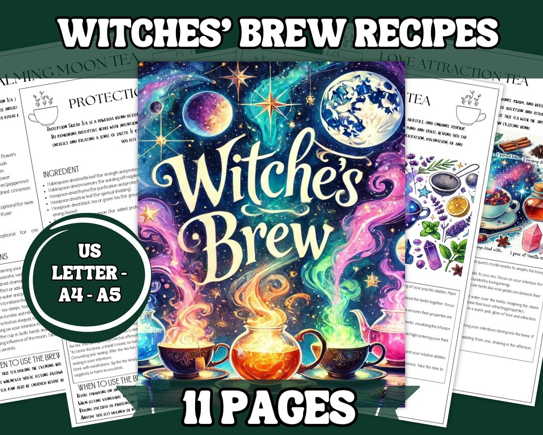 Witches Brew Recipes | Magical Herbal Tea Grimoire Pages for Healing ...
