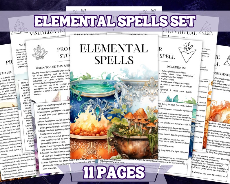 Elemental Based Spells , Printable Grimoire Pages and Book of Shadow ...