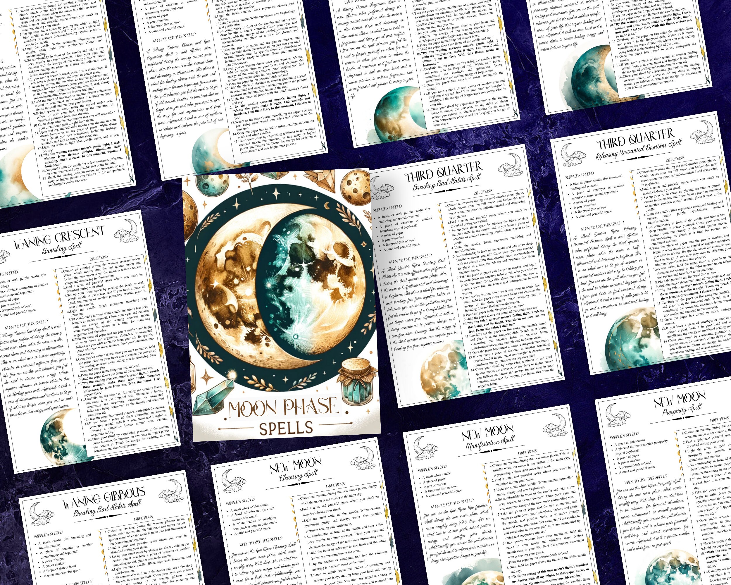 Printable Moon Phase Spells 40 Spells for Every Lunar Phase , A4 Size ...