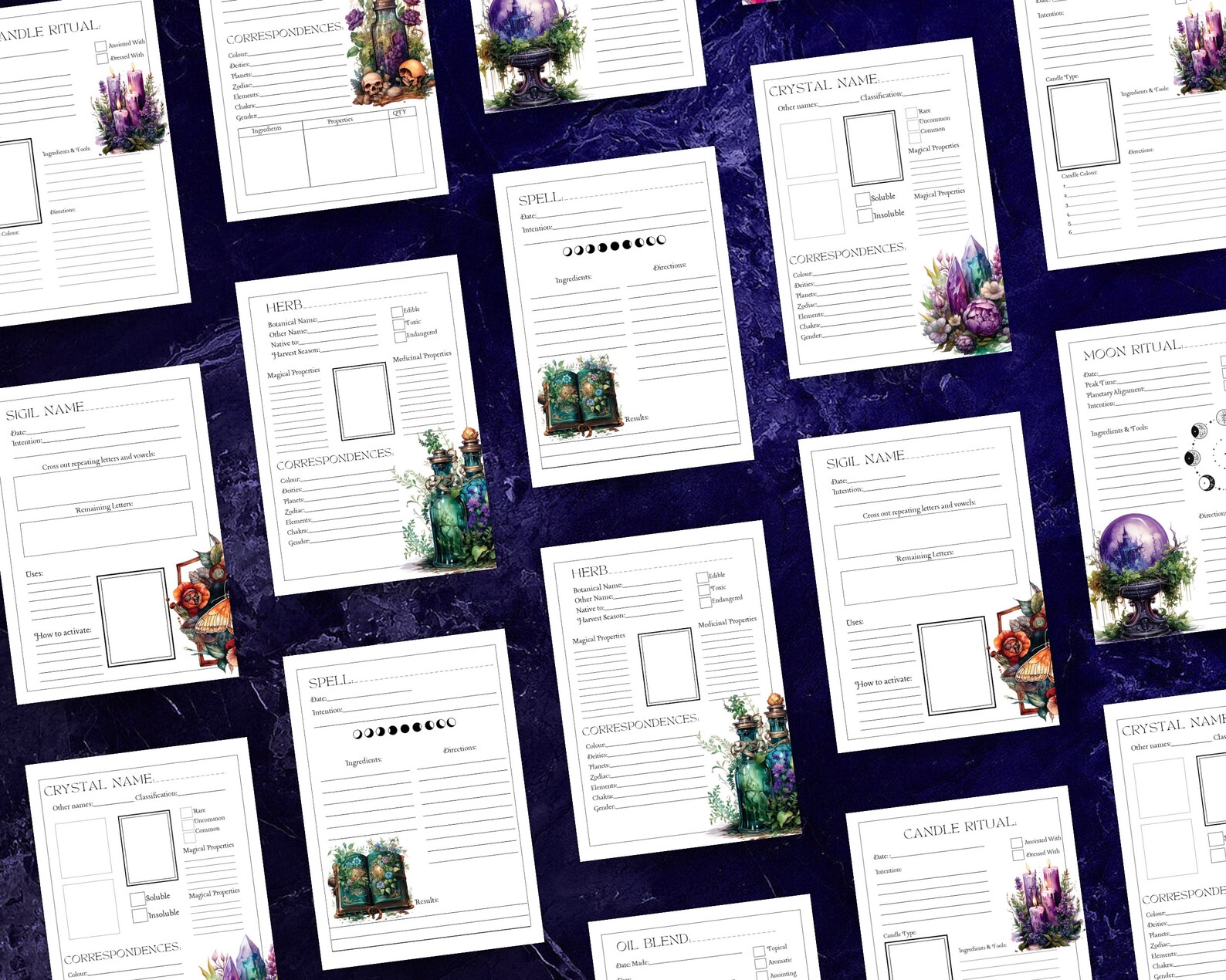 Blank Spell And Ritual Pages Printable Grimoire Pages And Book Of