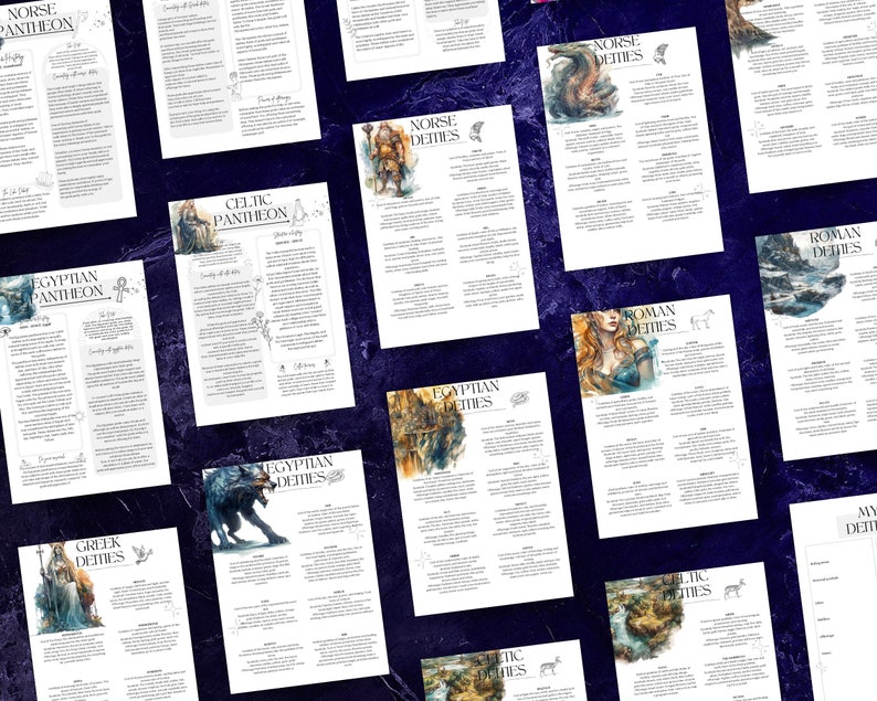 Deities and Pantheons Printable Grimoire Pages Collection Intro to ...