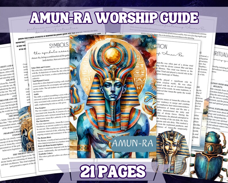 Amun-ra Worship Guide Printable PDF 21 Pages A4 Size , Printable Grimoire and Book of Shadow ...