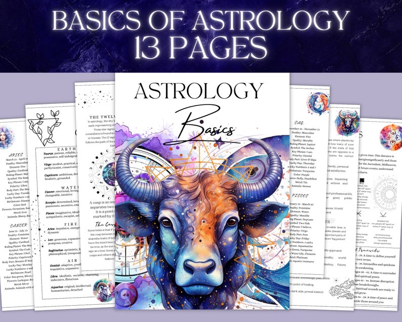 Astrology Basics Cheat Sheet Printable Grimoire Pages Bos Etsy