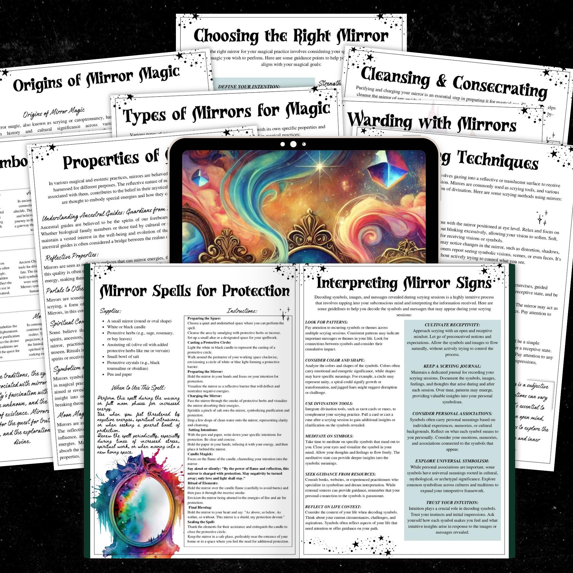Mirror Magic Grimoire Printable Set | Scrying and Protection Spell ...