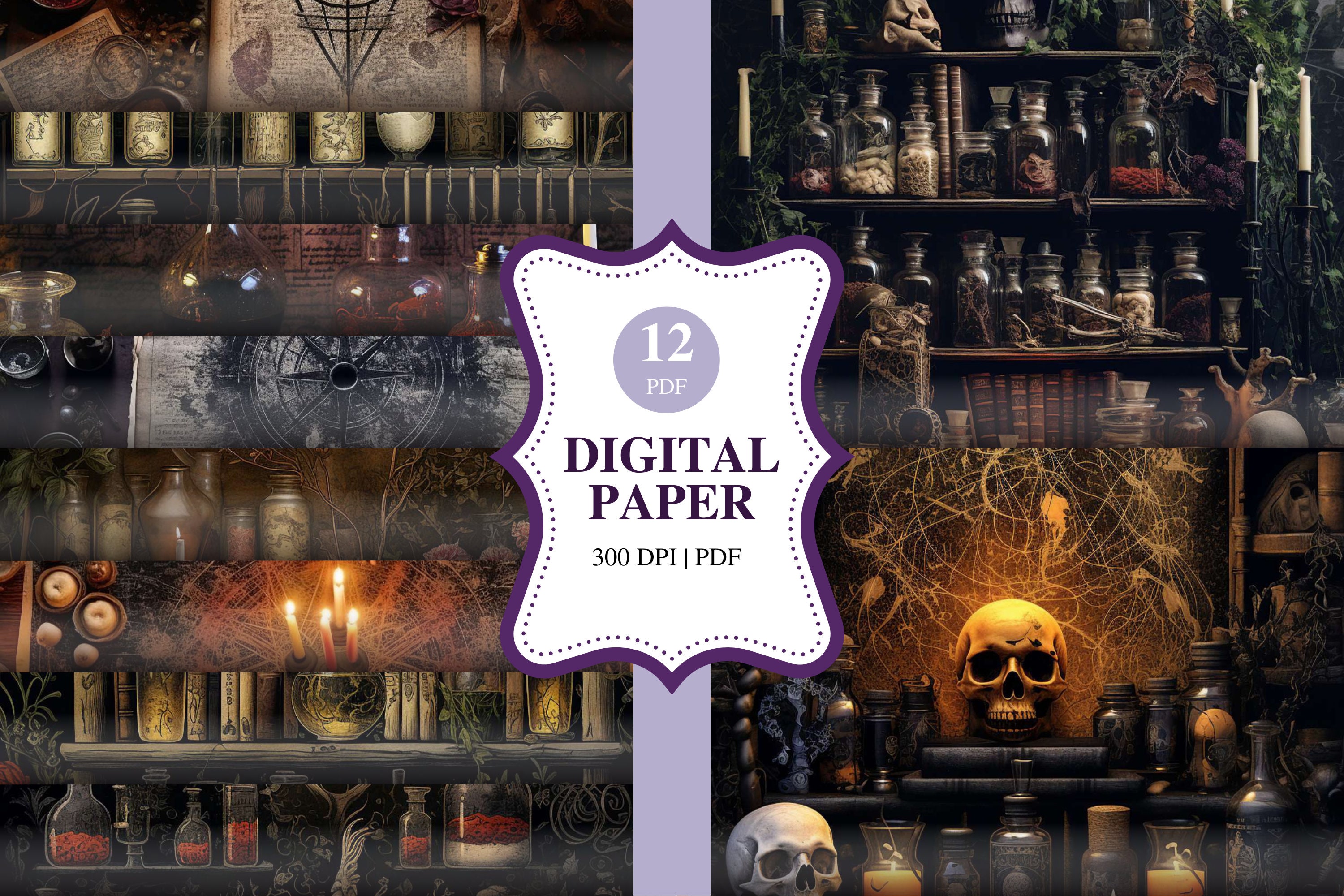 Apothecary Dark Theme Printable Paper Pack 12 PDF Pages A4 Paper Size ...