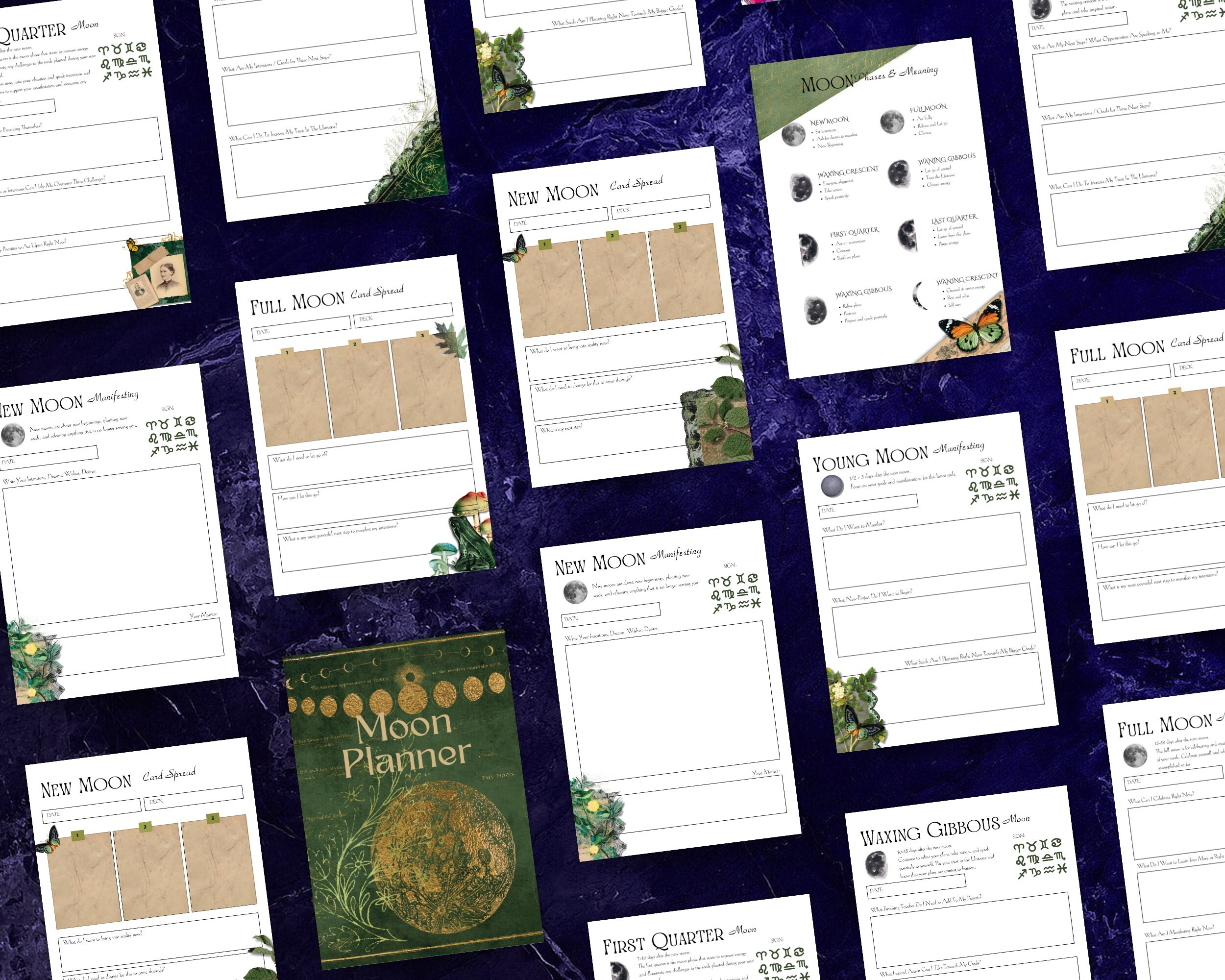 Moon Planner A4 Printable Grimoire Pages . Intro Into Lunar Magic ...