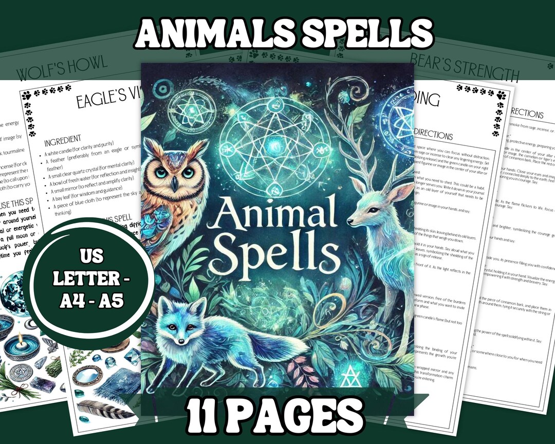 Animal Magic Spells: Printable Grimoire Pages (A4, Digital Download) - Etsy