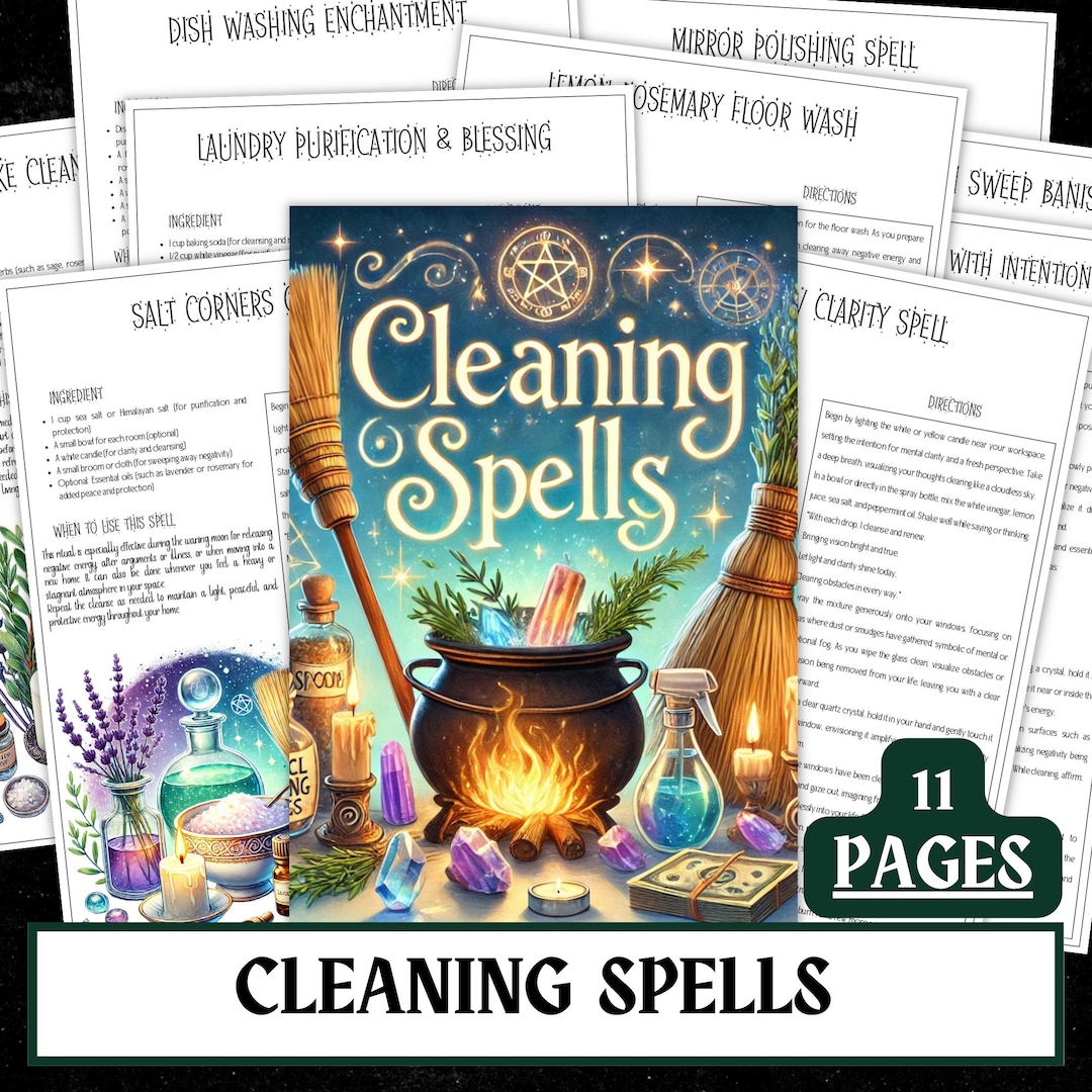 Witchcraft Cleaning Spell Grimoire | Home Energy Cleansing (digital ...