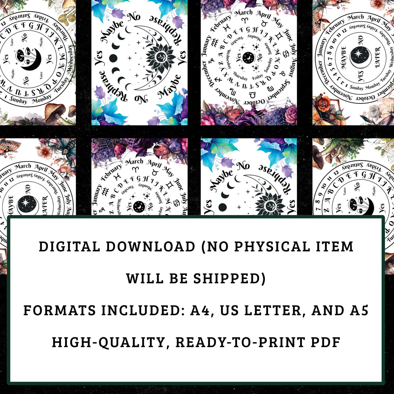 Printable Pendulum Boards | 4 Divination Designs (digital Download PDF ...