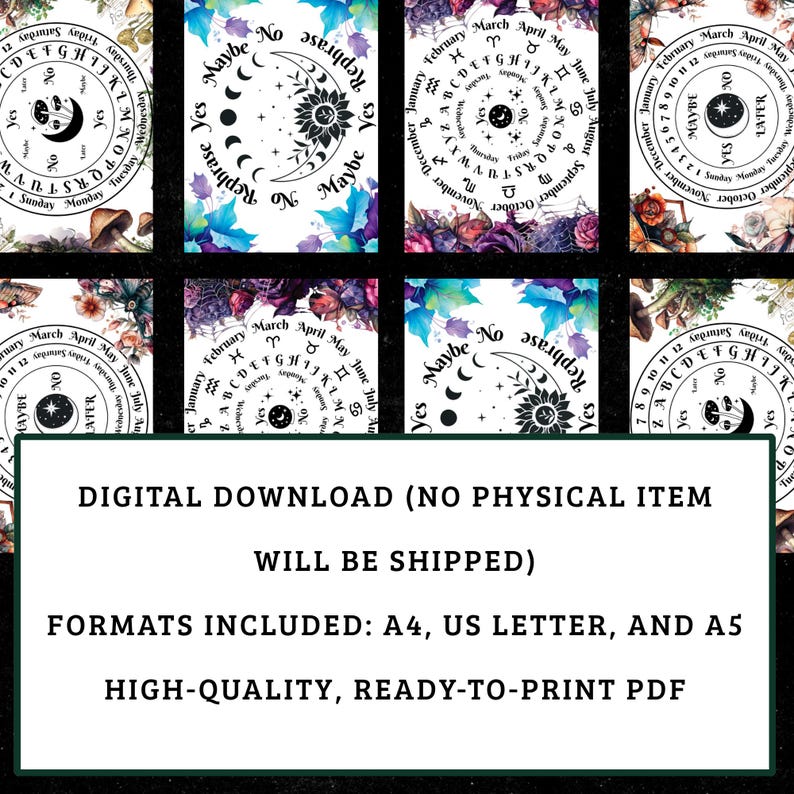Printable Pendulum Boards | 4 Divination Designs (digital Download PDF ...