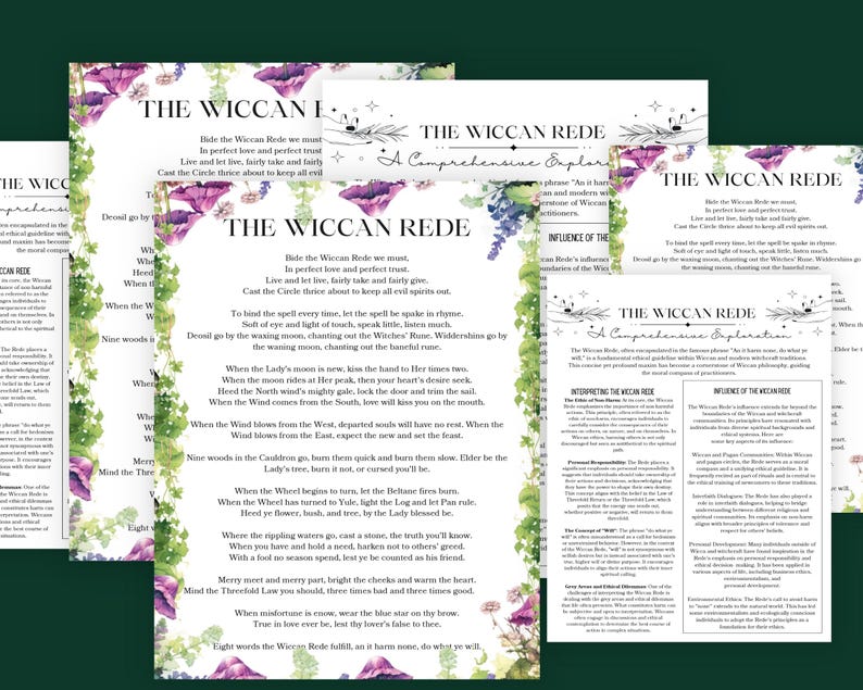 Wiccan Rede Printable Grimoire Page | Book of Shadows (PDF) - Etsy