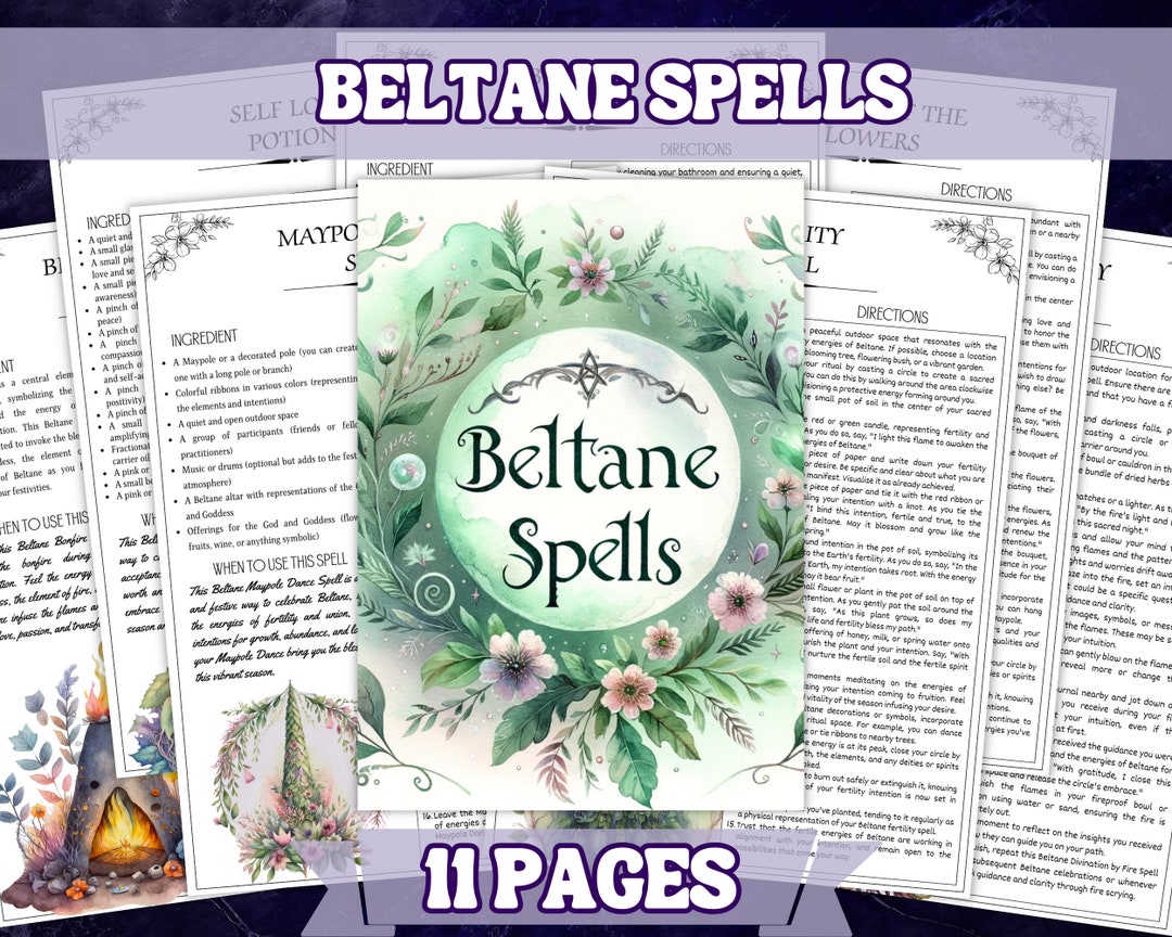 Printable Beltane Spells Set of 10 on A4 Paper Digital Download ...