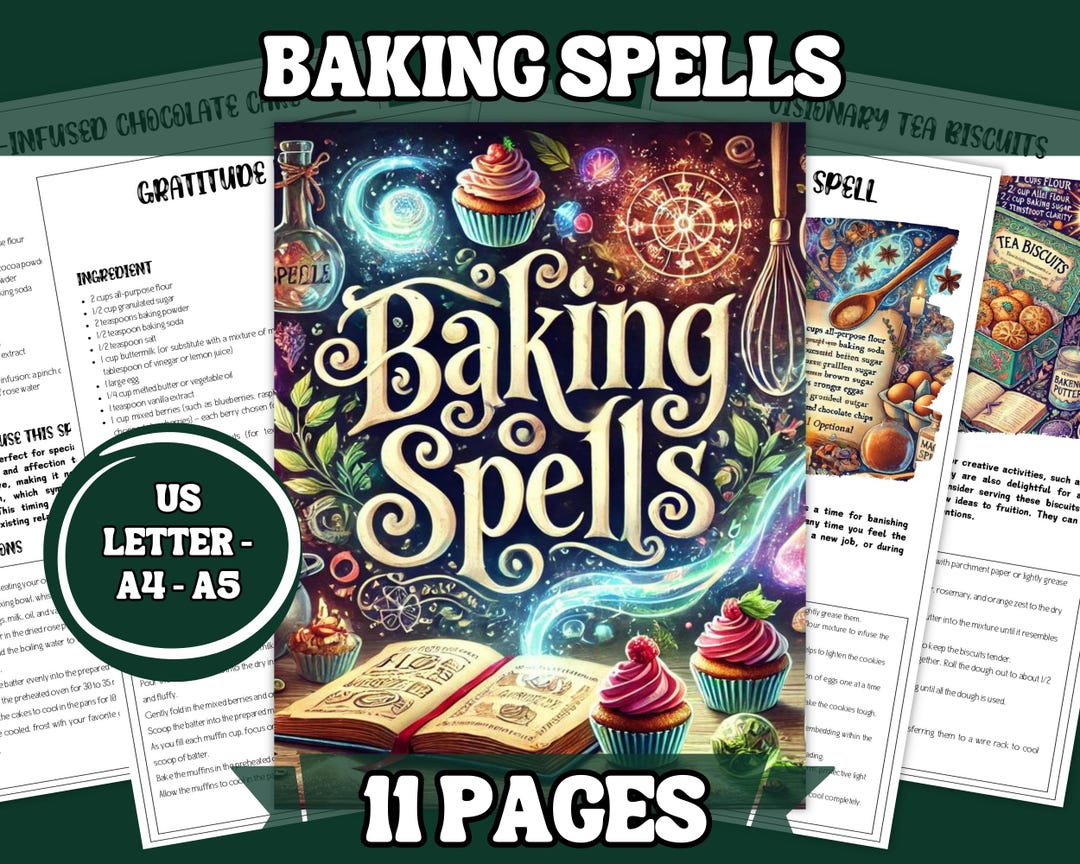 Printable Kitchen Witch Baking Spells Pack | 10 A4 Grimoire Pages for ...