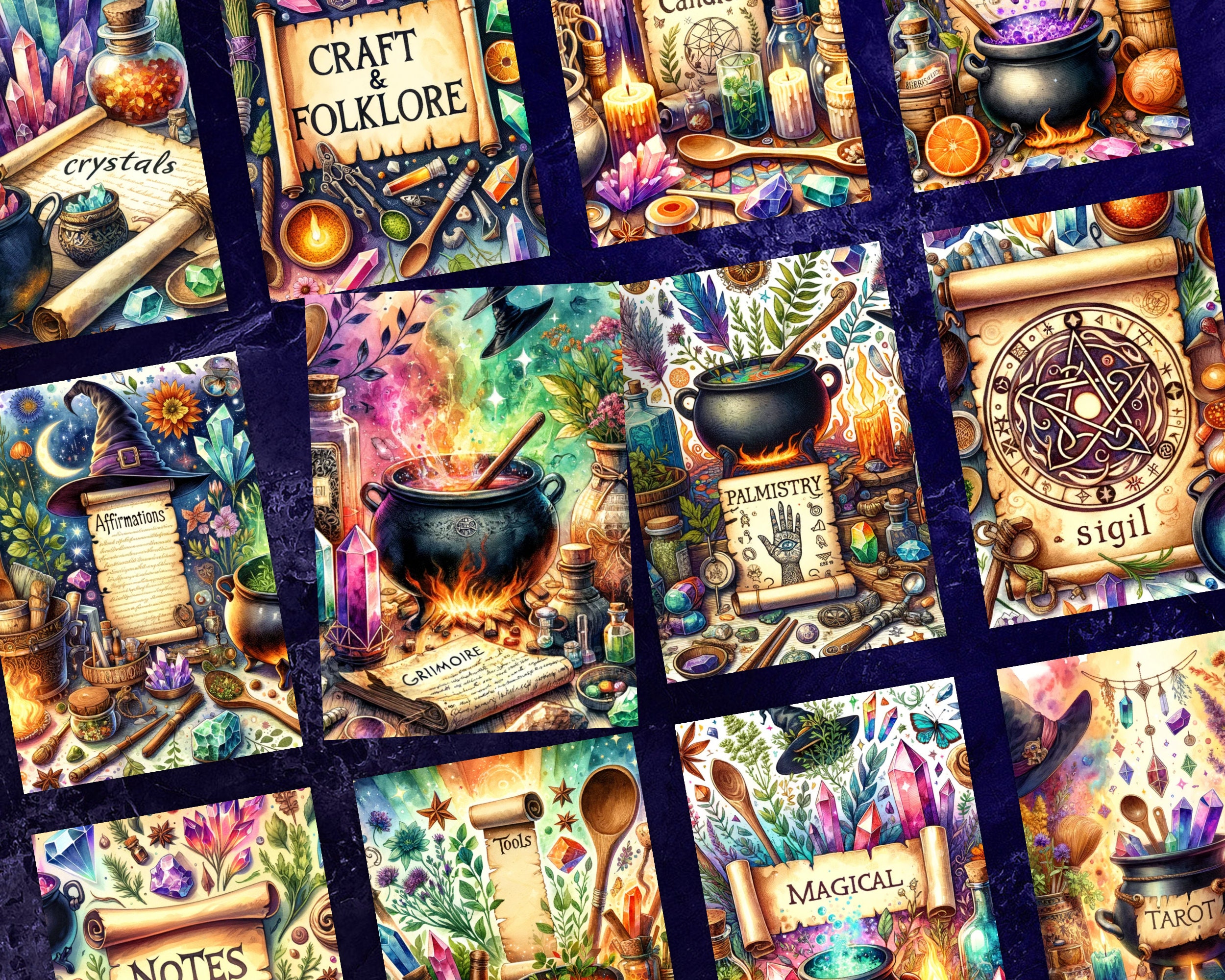 Kitchen Witch Grimoire Divider Pages , 31 A4 Pages for Your Grimoire or ...