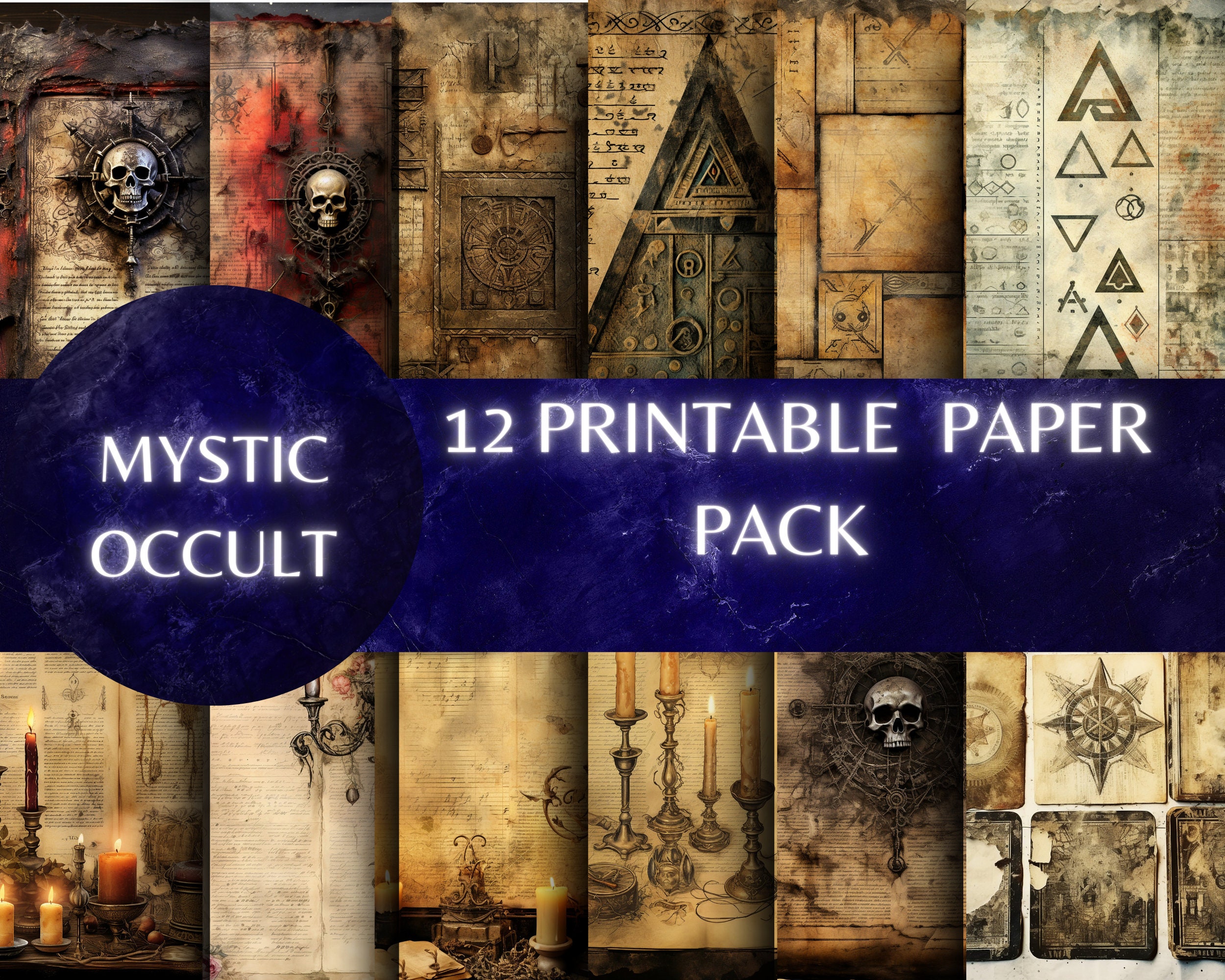 Vintage Mystic Occult Printable Paper Pack 12 Printable PDF Pages ...
