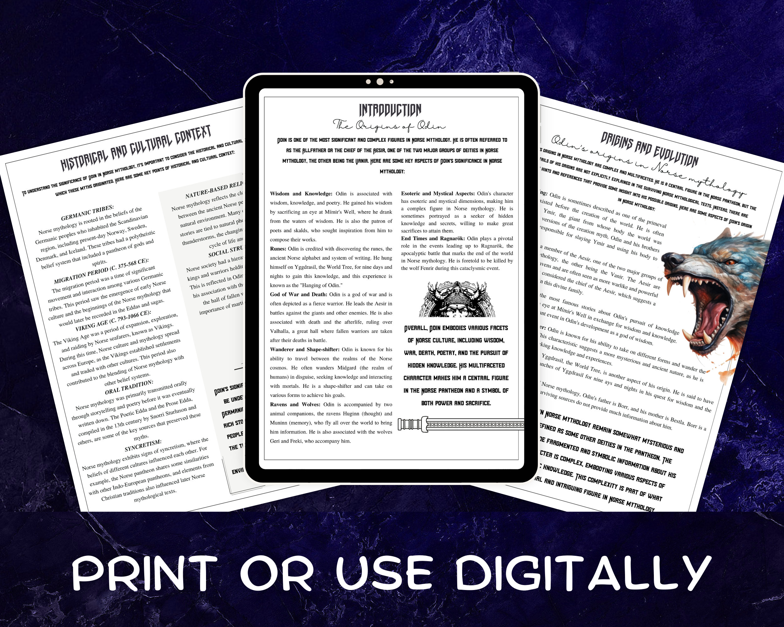 Odin Mythology Printable Set Norse God of Wisdom and War, Printable ...