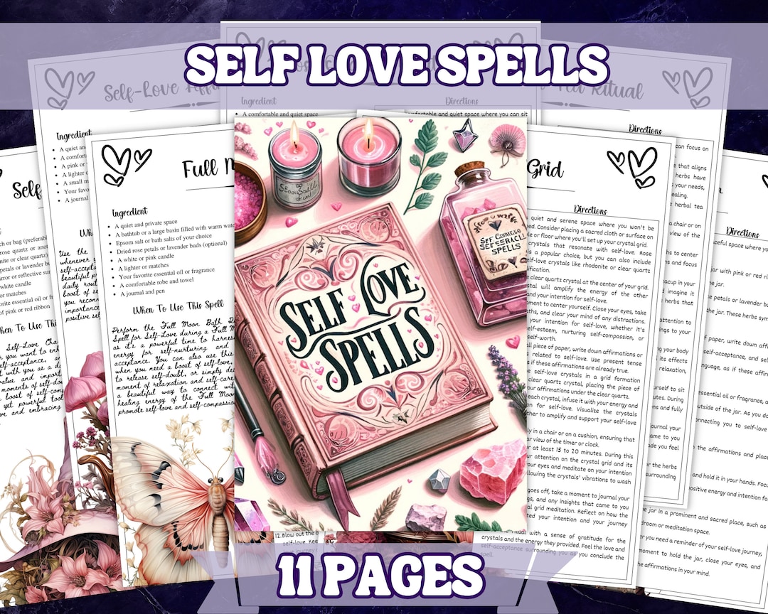 Printable Self-love Spells Set of 10 A4 Digital Download Self-care ...
