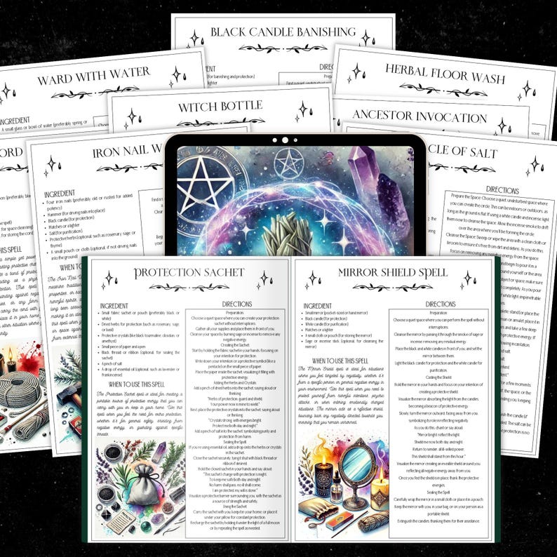 Printable Protection Spells | Grimoire Pages (PDF Digital Download) - Etsy