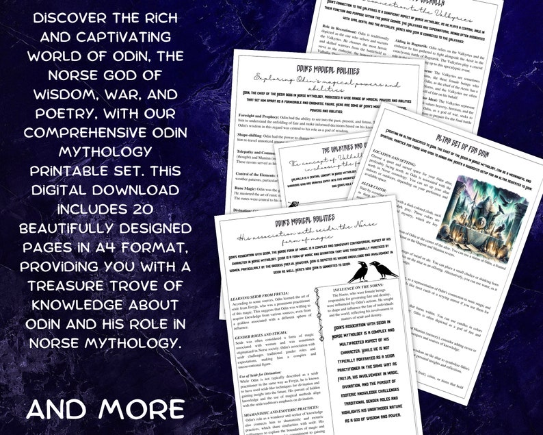 Odin Mythology Printable Set Norse God of Wisdom and War, Printable ...