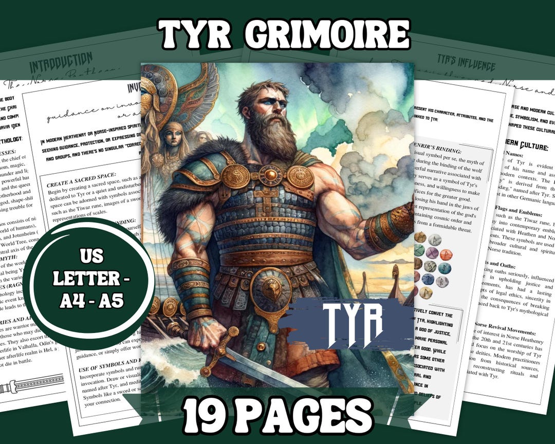 Tyr Norse God Printable Guide – 19-page Digital Grimoire of Myths ...