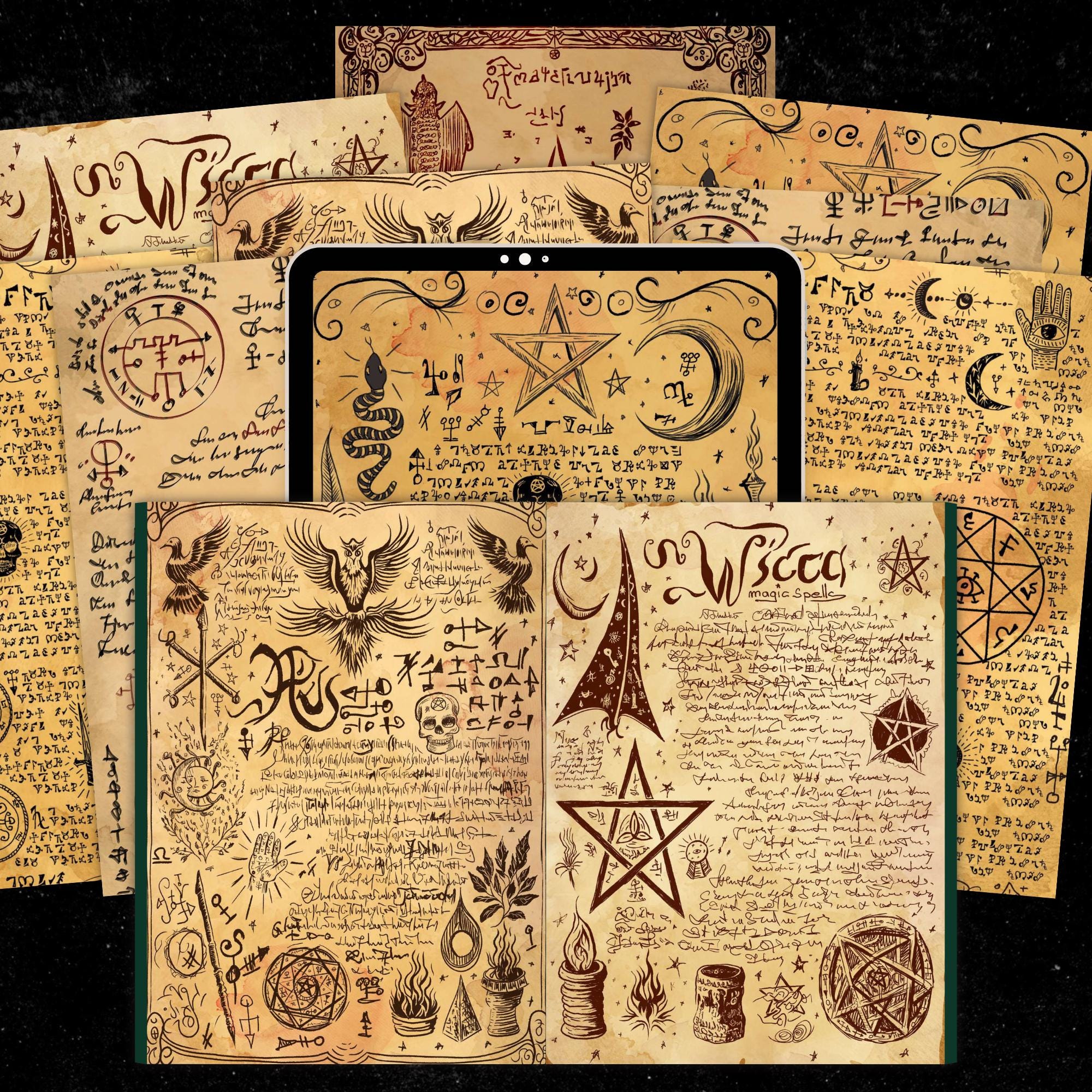 Vintage Book of Shadows Pages | Gothic Grimoire Art (digital Download ...