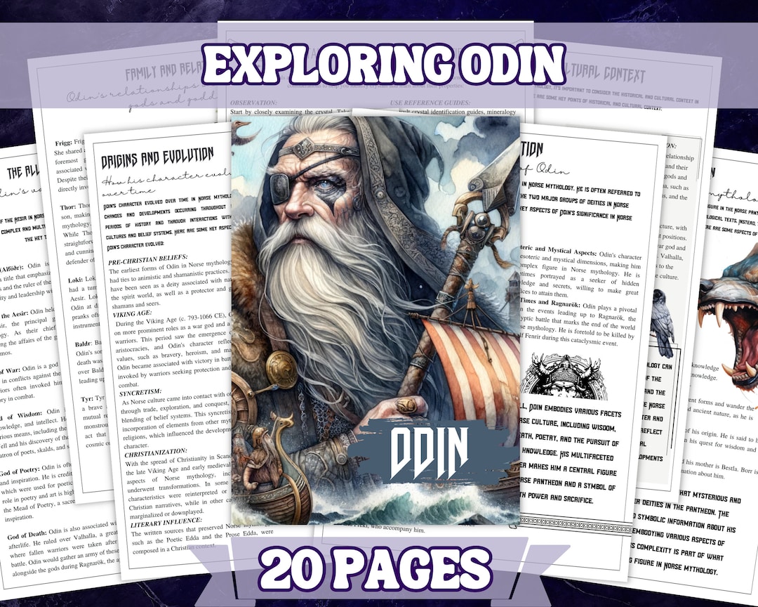 Odin Mythology Printable Set Norse God of Wisdom and War, Printable ...