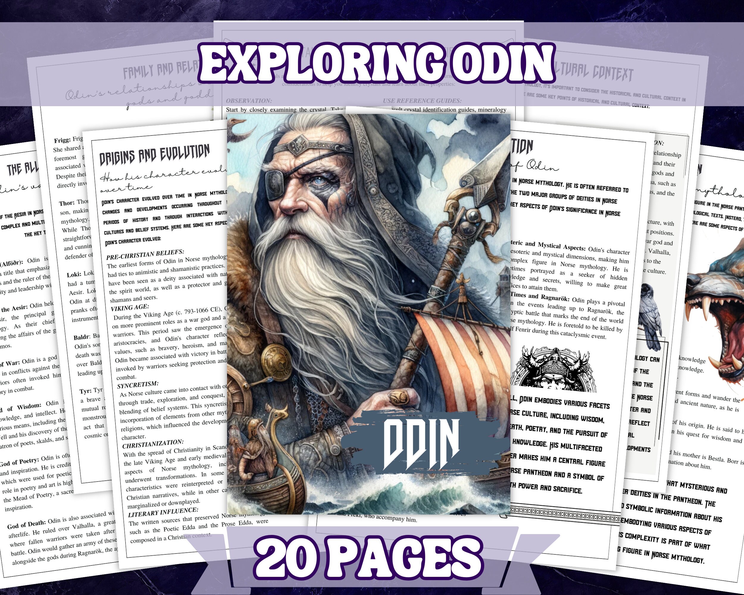 Odin Mythology Printable Set Norse God of Wisdom and War, Printable ...