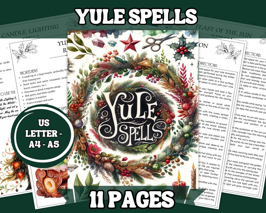 Printable Yule Spells Set - 10 Spells - A4 Paper Size , Printable ...