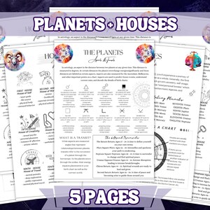 Houses & Planets Cheat Sheet - Reference Guide - Printable Grimoire ...