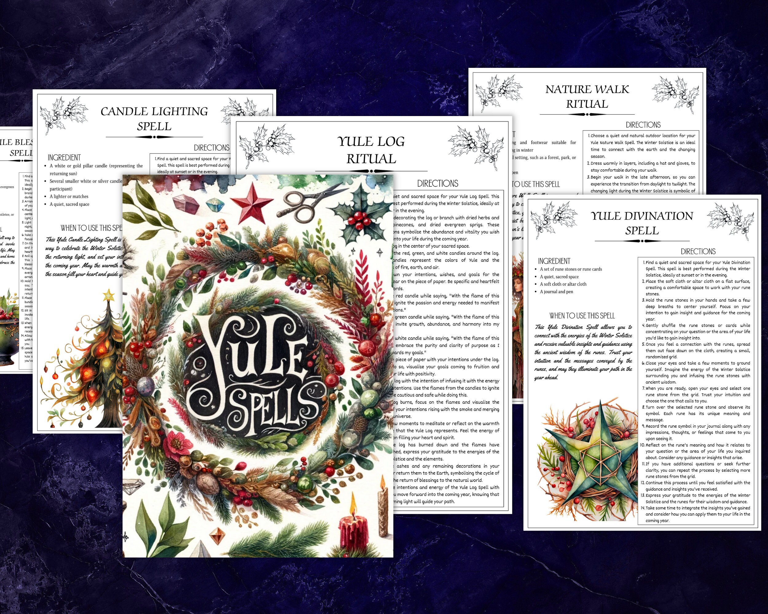 Printable Yule Spells Set 10 Spells A4 Paper Size , Printable Grimoire ...