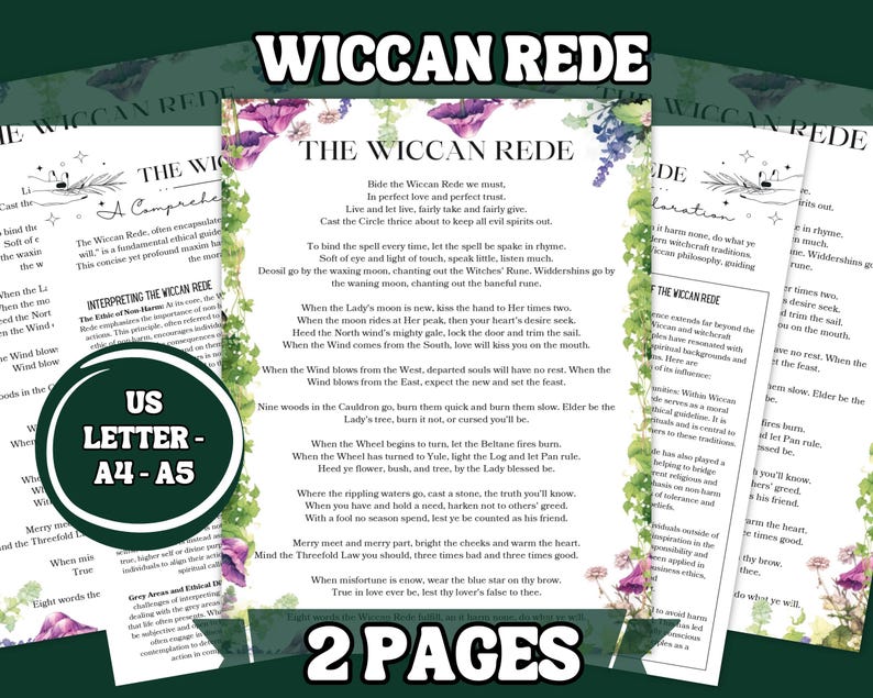 Wiccan Rede Printable Grimoire Page | Book of Shadows (PDF) - Etsy