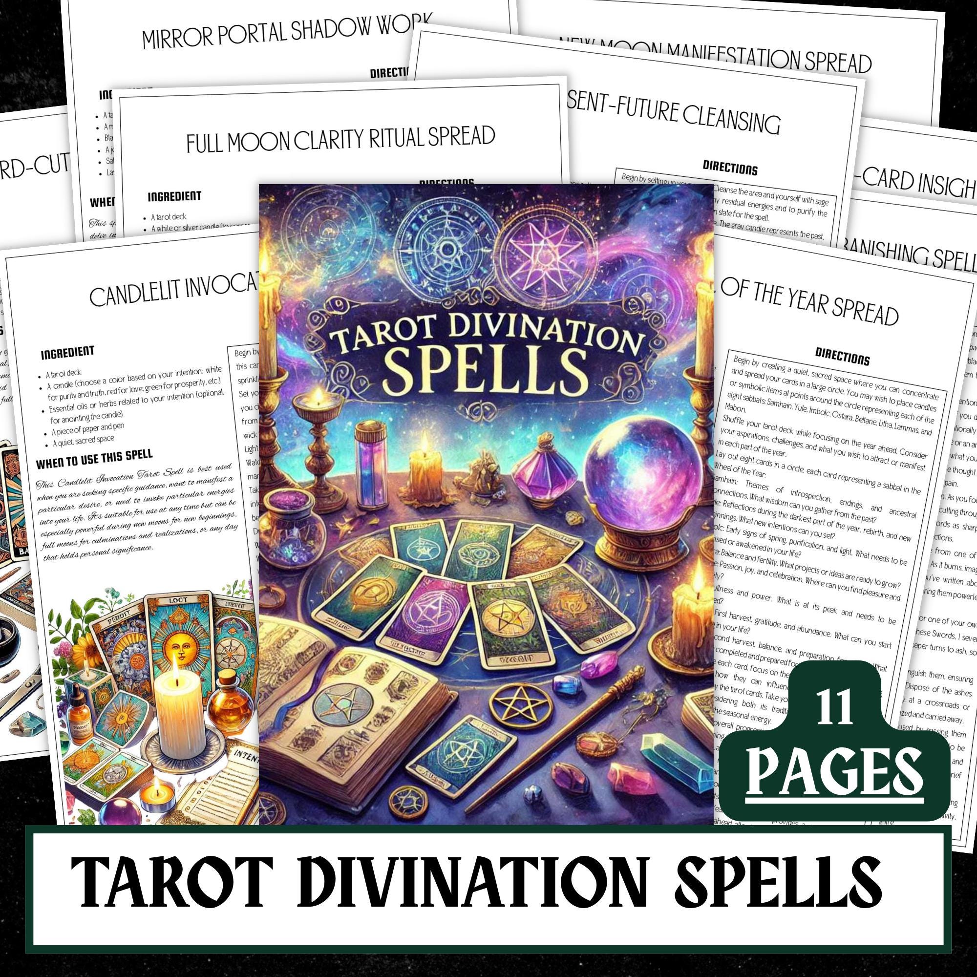 Tarot Divination Spells Printable | Witchcraft Grimoire Pages (digital ...