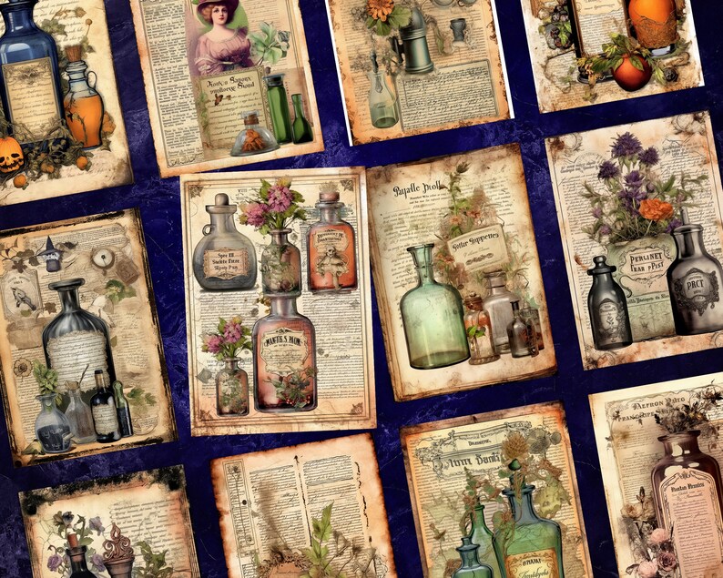 Vintage Potion Theme Printable Paper Pack 12 A4 Size PDF - Etsy
