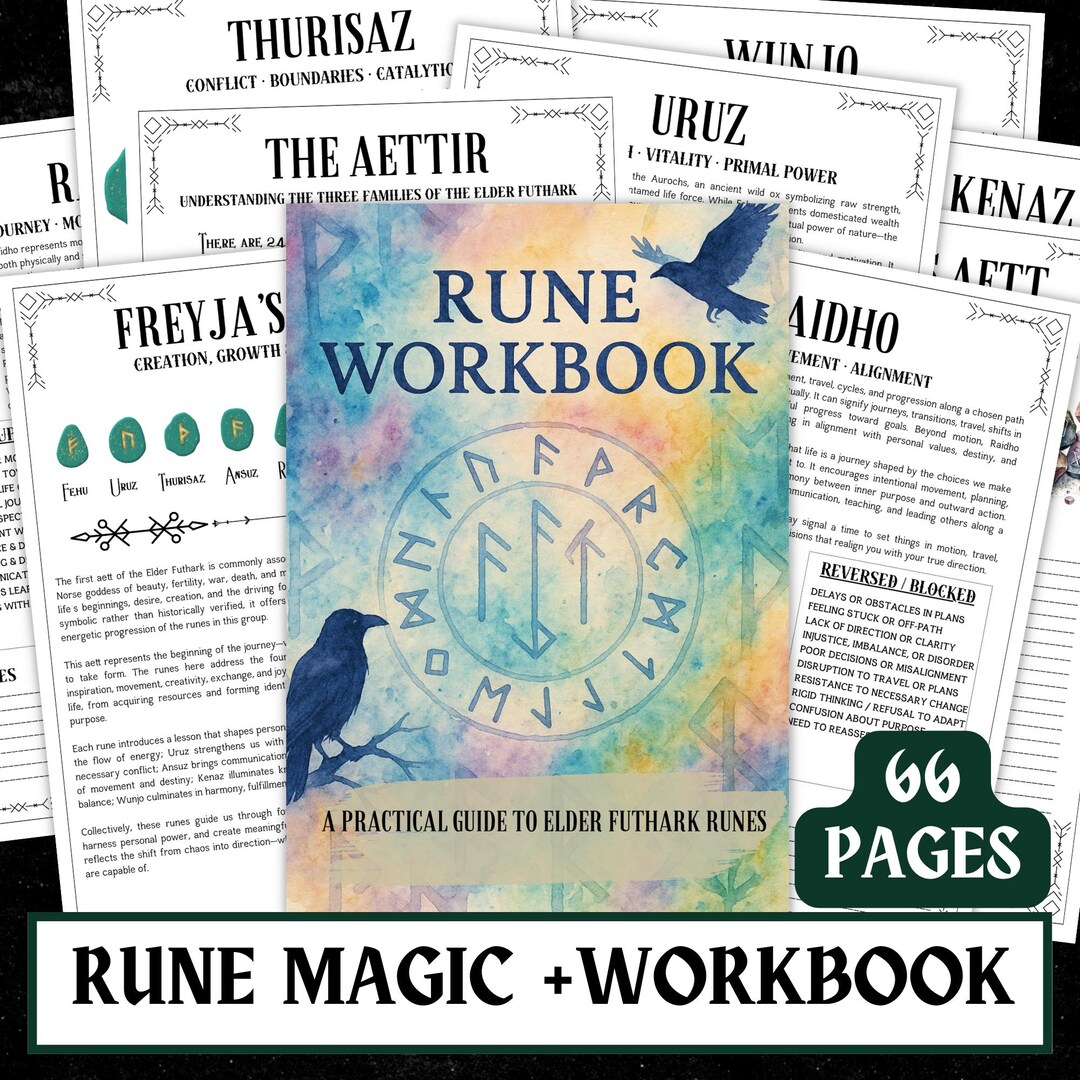 Printable Rune Workbook | 60 Page Digital Grimoire | Learn Rune ...