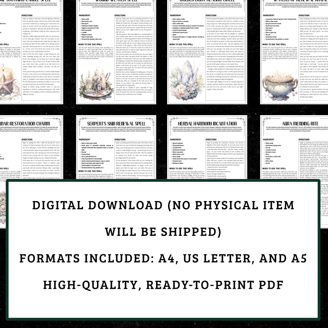 Printable Healing Spells | Witchcraft Rituals Grimoire PDF | Instant ...
