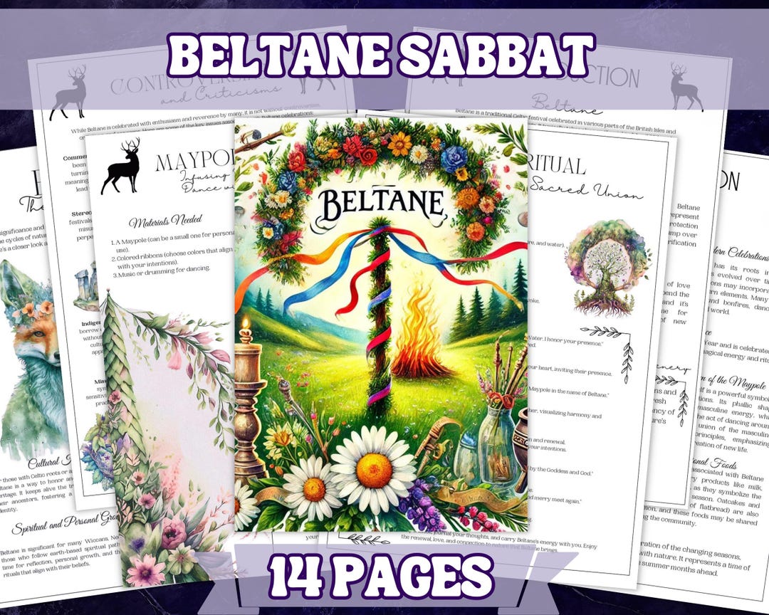 Printable Beltane Grimoire Set 14 Pages Wiccan Book of Shadows Beltane ...
