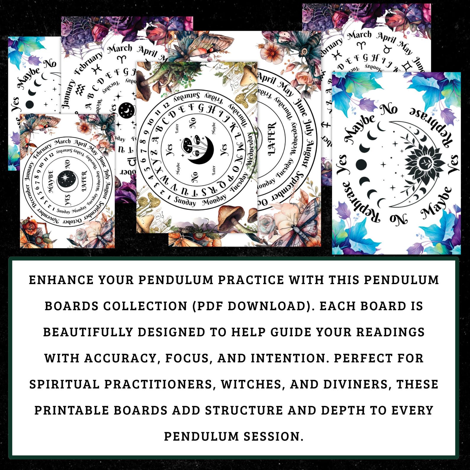 Printable Pendulum Boards | 4 Divination Designs (digital Download PDF ...