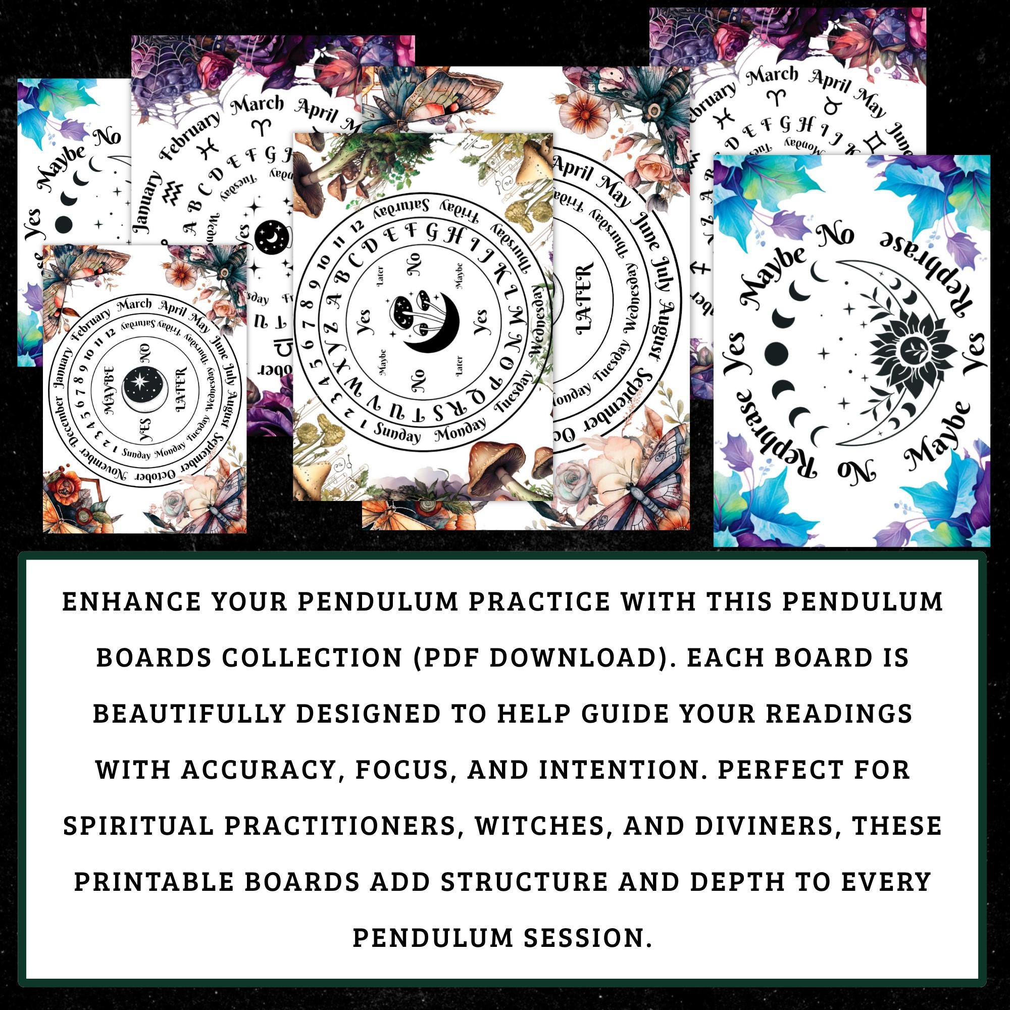 Printable Pendulum Boards | 4 Divination Designs (digital Download PDF ...